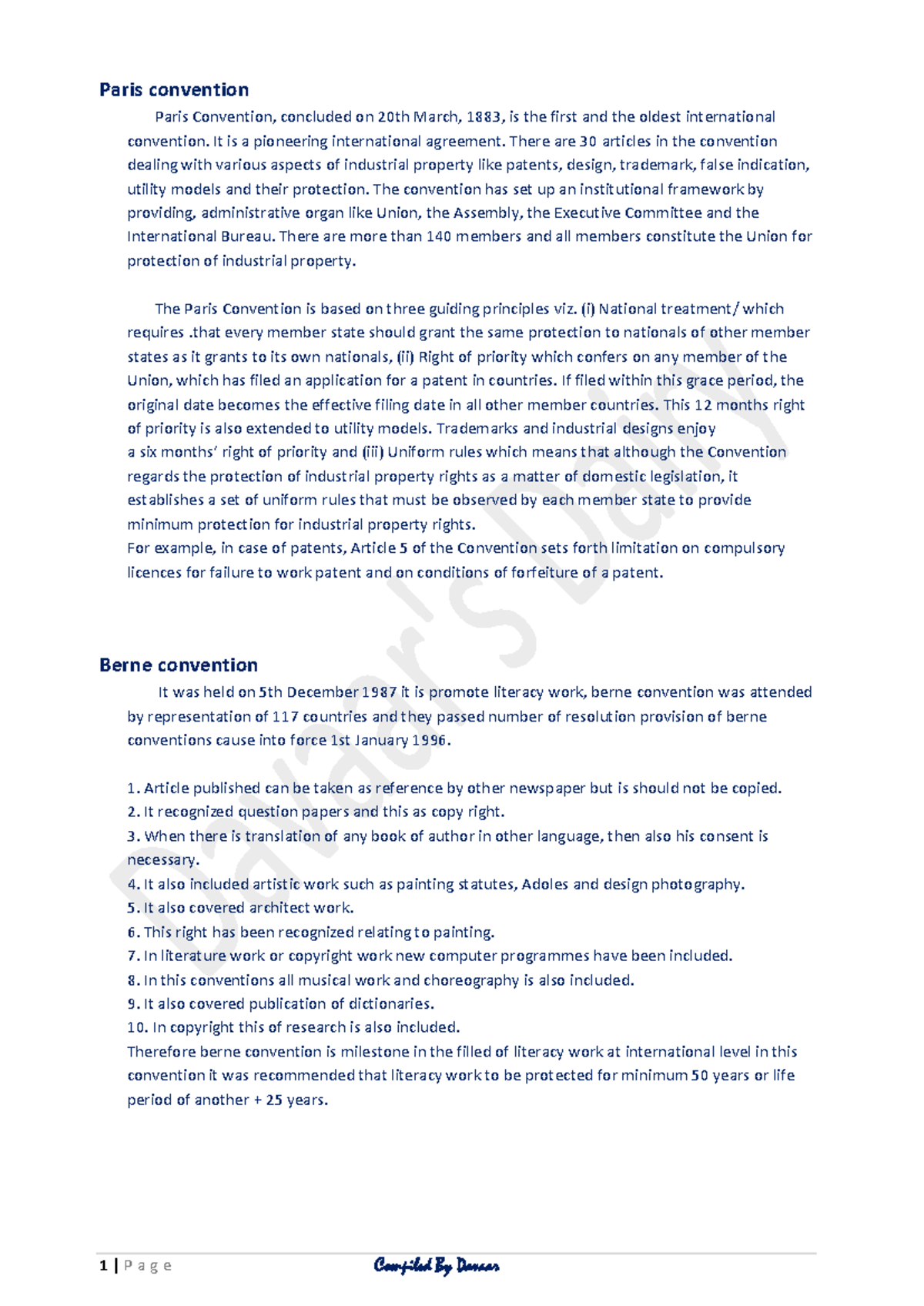 Paris and Berne Conventions: Overview of Key Principles and Provisions ...