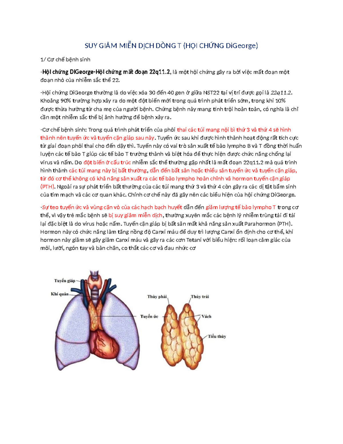 Di George Syndrome - suy giam mien dich - SUY GIẢM MIỄN DỊCH DÒNG T ...