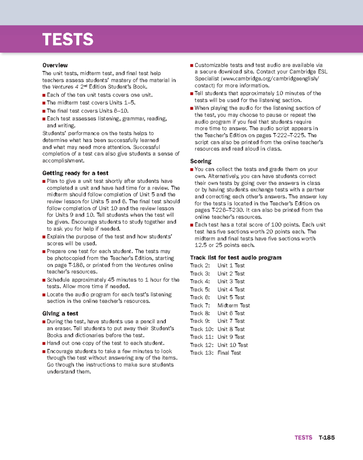 Ventures 4 Level Tests & Answer Key Overview - Studocu
