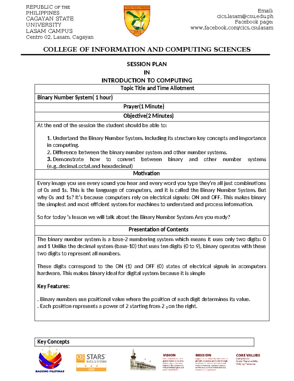 Session PLAN - sample draft - ####### PHILIPPINES CAGAYAN STATE ...