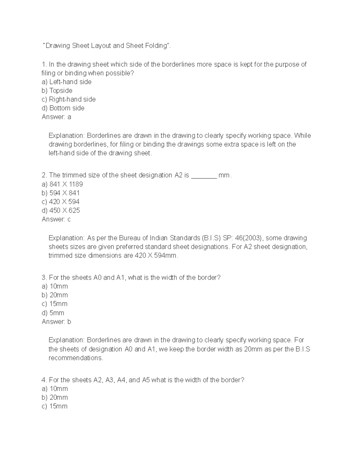 Engineering Graphics: Drawing Sheet Layout & Sheet Folding Notes - Studocu