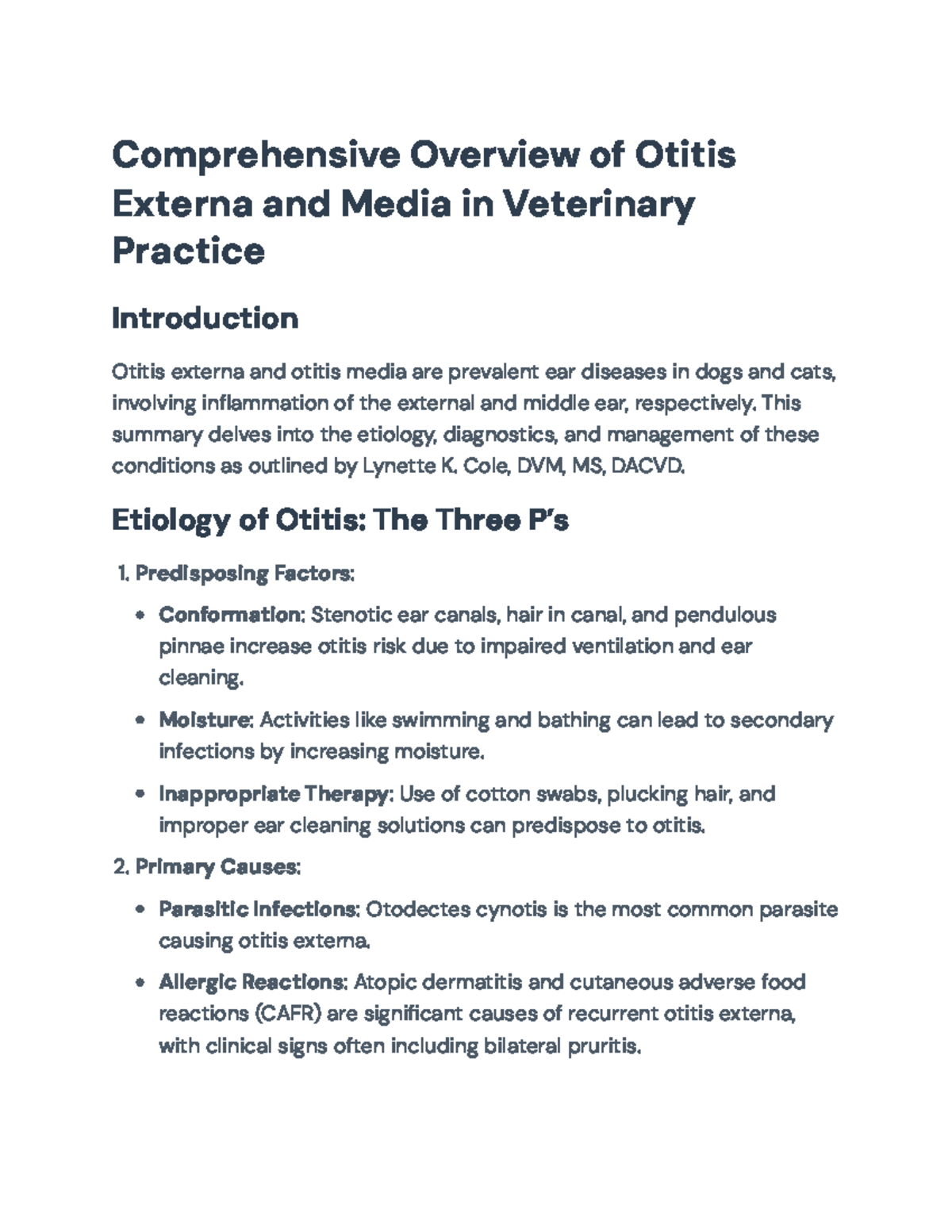 Comprehensive Guide on Otitis Externa and Media in Veterinary Practice ...