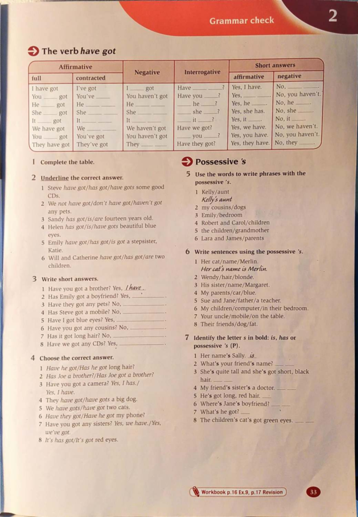 Grammar Check 2: The Verb "Have Got" - Practice Materials - Studocu
