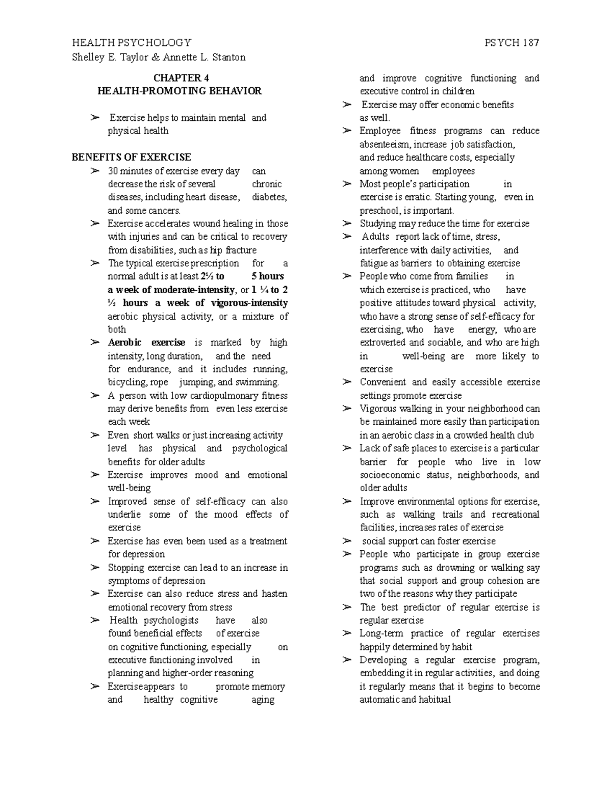 Health- Promoting Behavior - Shelley E. Taylor & Annette L. Stanton ...