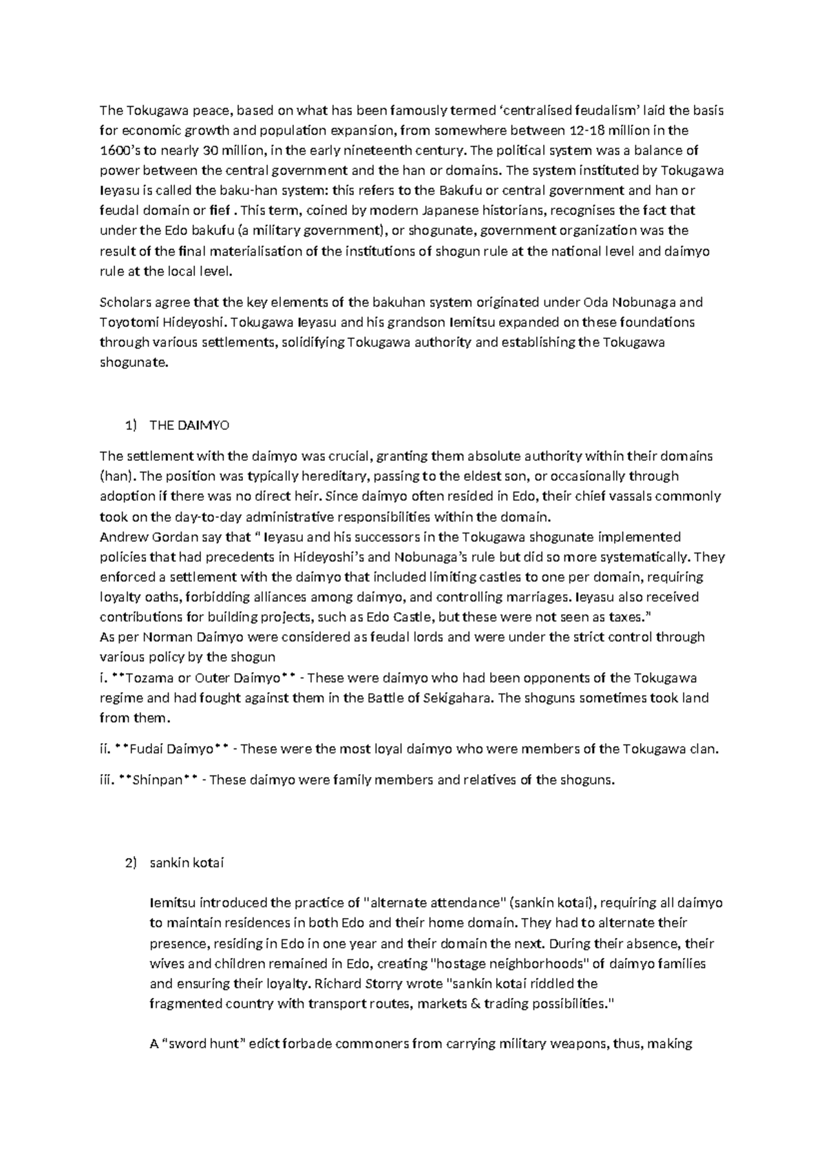 Tokugawa Era: Key Features of Japan's Historical Feudal System - Studocu