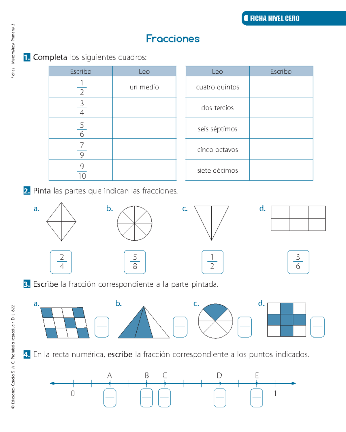 F0 Fracciones - buena - Fichas - Matemática Primaria 3 © Ediciones Corefo S. A. C. Prohibido ...