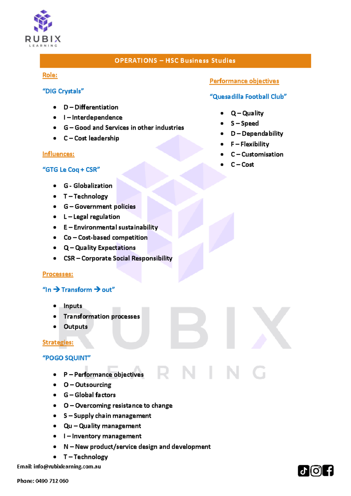 HSC Business Studies Syllabus Acronyms & Key Concepts Guide - Studocu