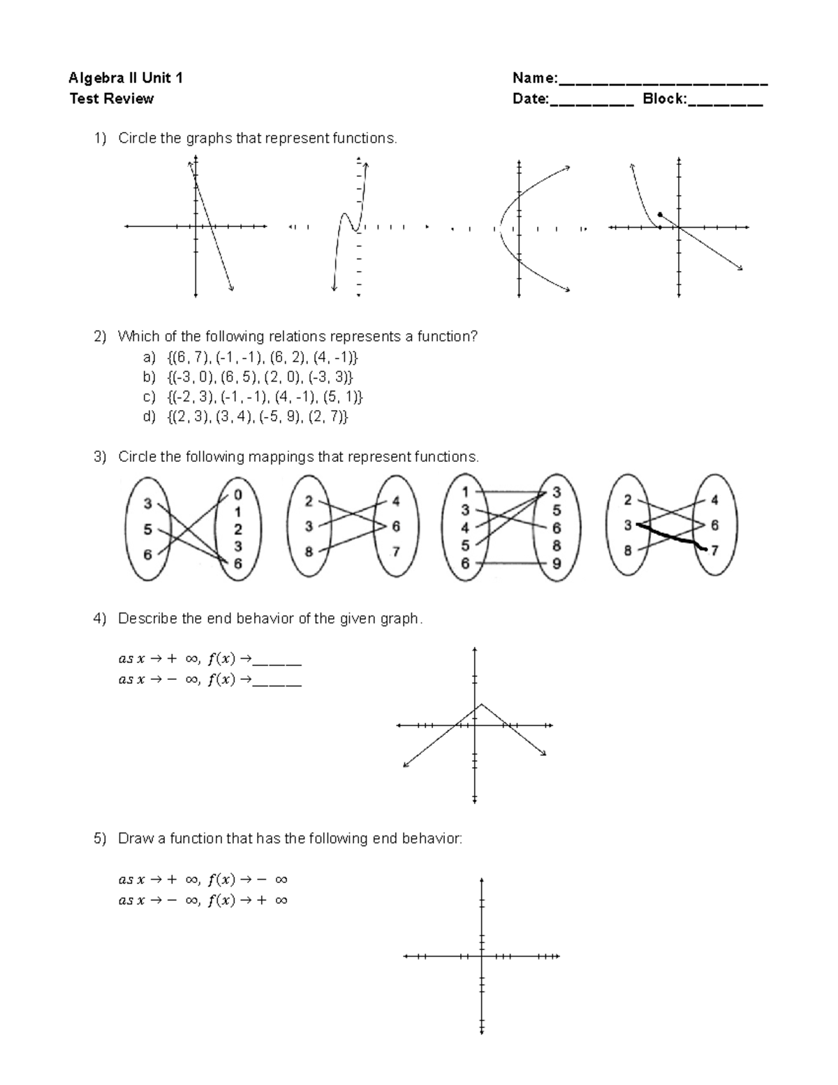TEST Review - Google Docs - Algebra II Unit 1 Name ...