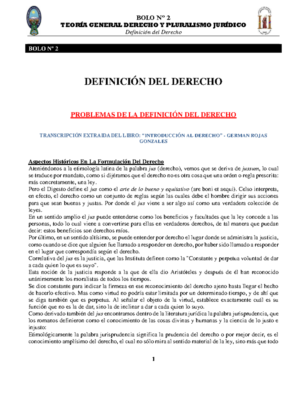 BOLO Nº 2 - TEORÍA GENERAL DEL DERECHO Y PLURALISMO JURÍDICO ...