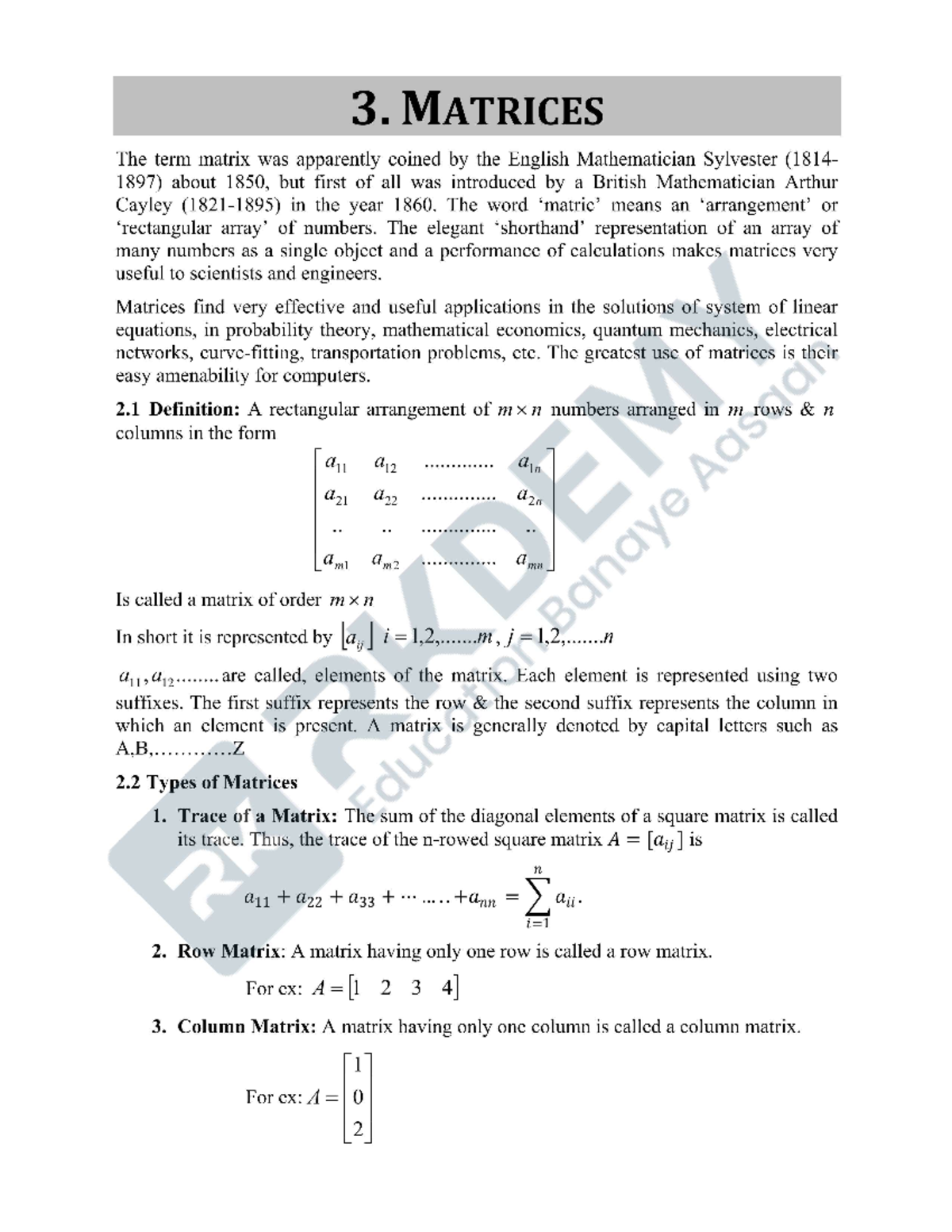 Matrices Notes for Semester 1 (SEM 1) - Studocu