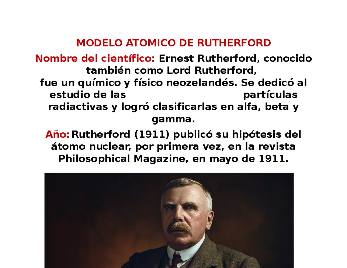Modelo Atómico De Sir Ernest Rutherford