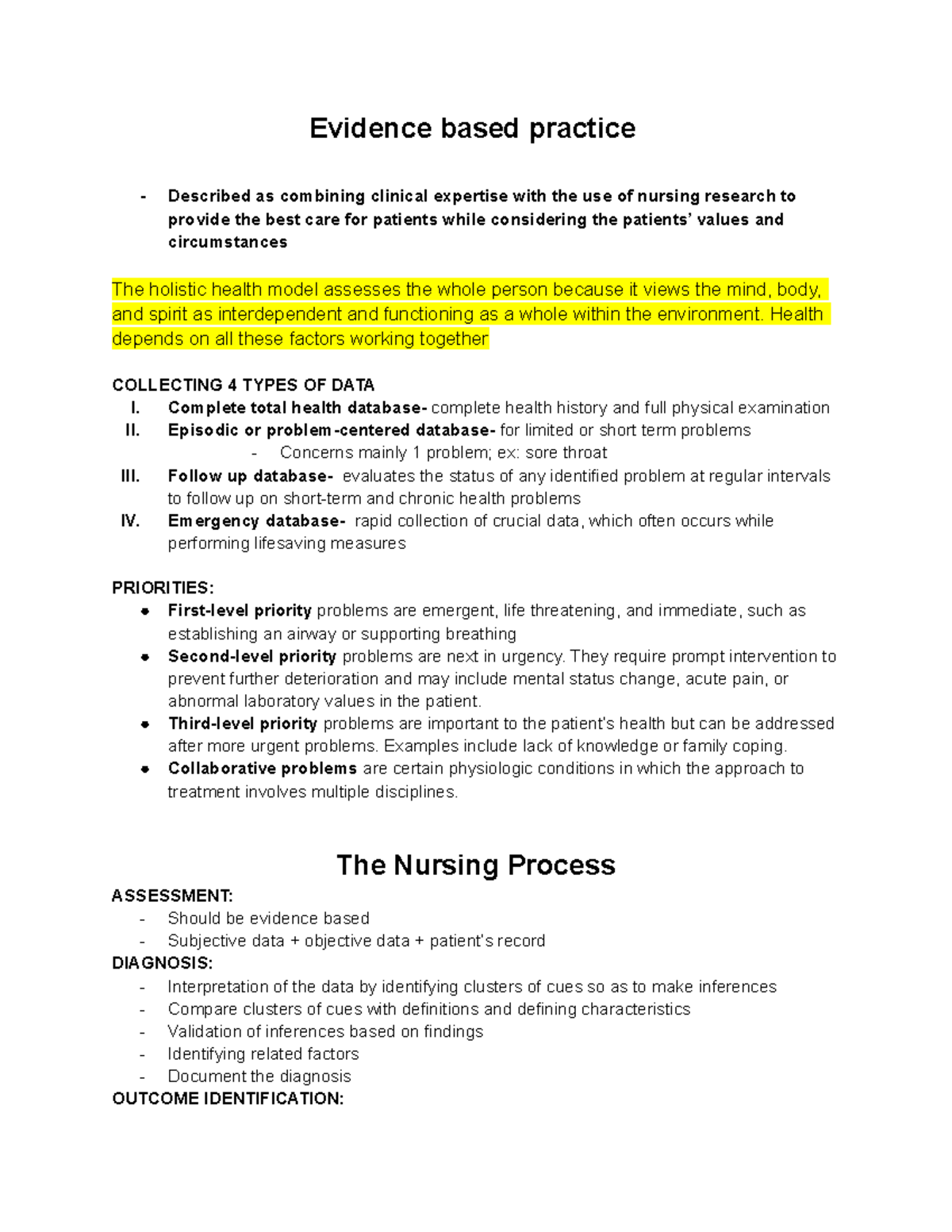NURS 101 Health Assessment Quiz 1 Study Guide: Key Concepts & Data ...