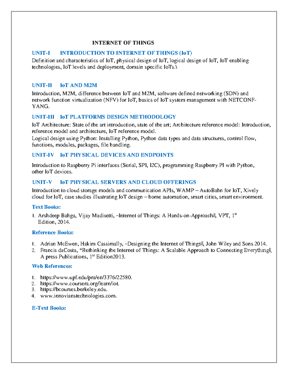 Internet of Things (IoT) Concepts and Technologies - Course Code: IoT 101 - Studocu