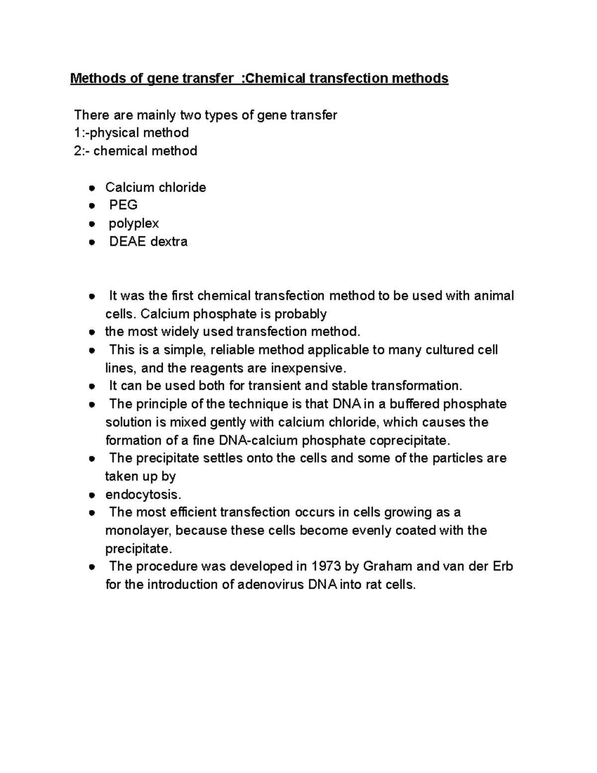Chemical methods- gene transfer - Methods of gene transfer :Chemical ...