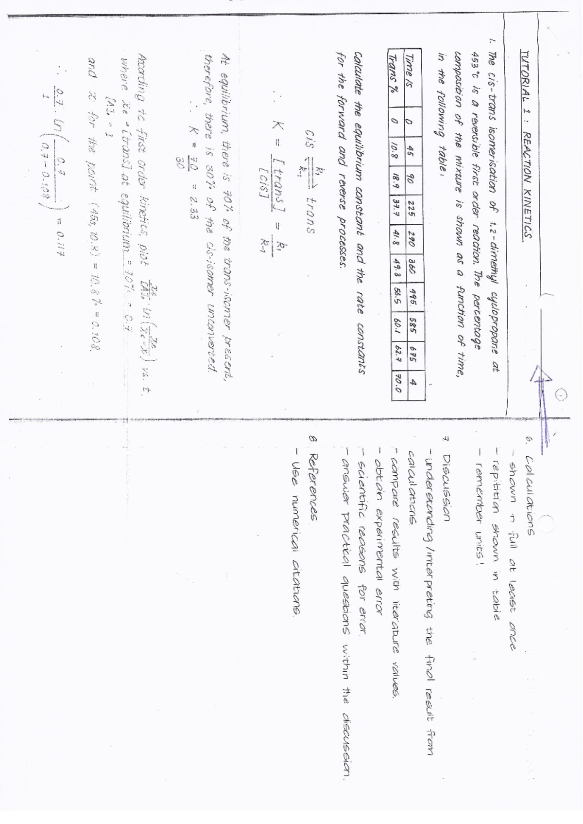 Tutorial 1: Reaction Kinetics of Cyclopropane Isomerization - Studocu