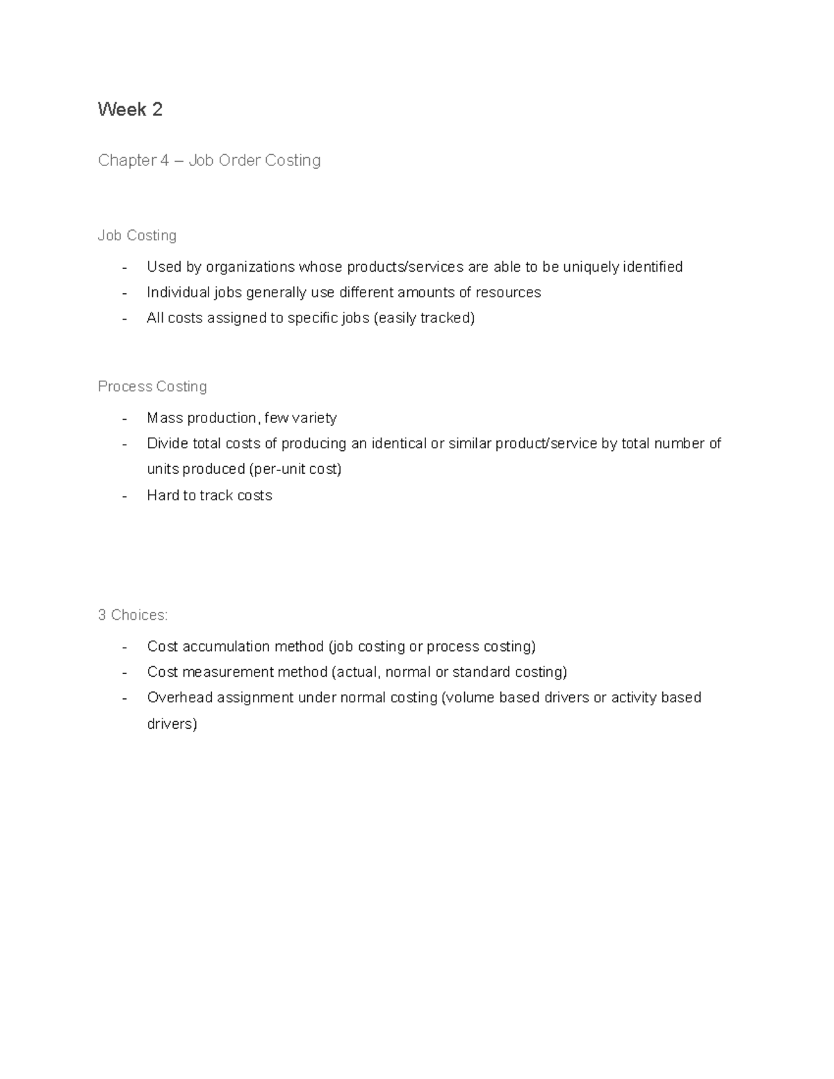 Costing Systems and Overhead Applications (Week 2, Chapter 4) - Studocu