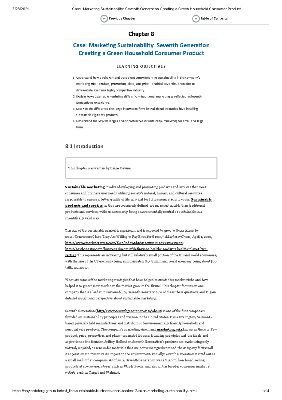 Case Marketing Sustainability Seventh Generation Creating a Green ...