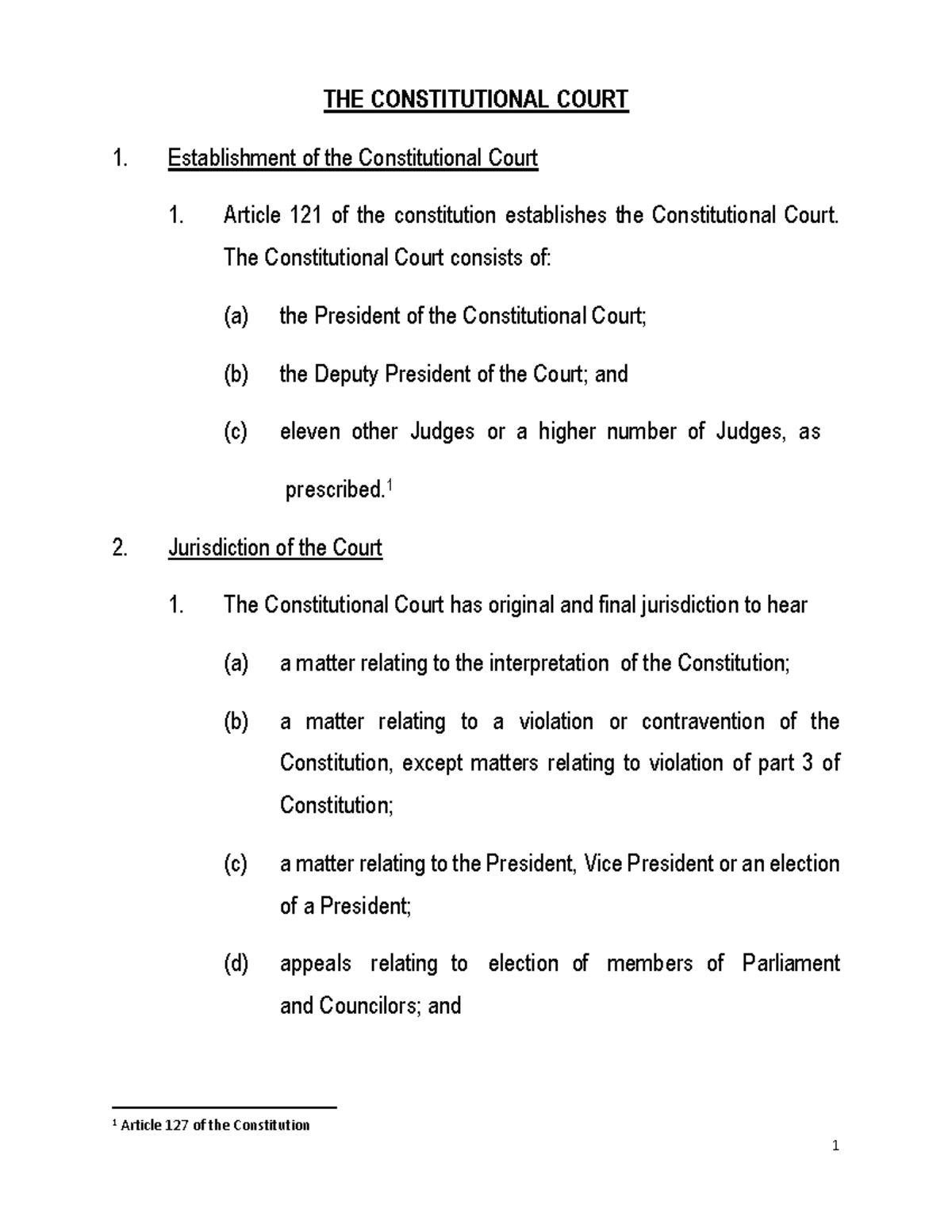 Constitutional Court - Civil & Criminal Procedure Overview - Studocu