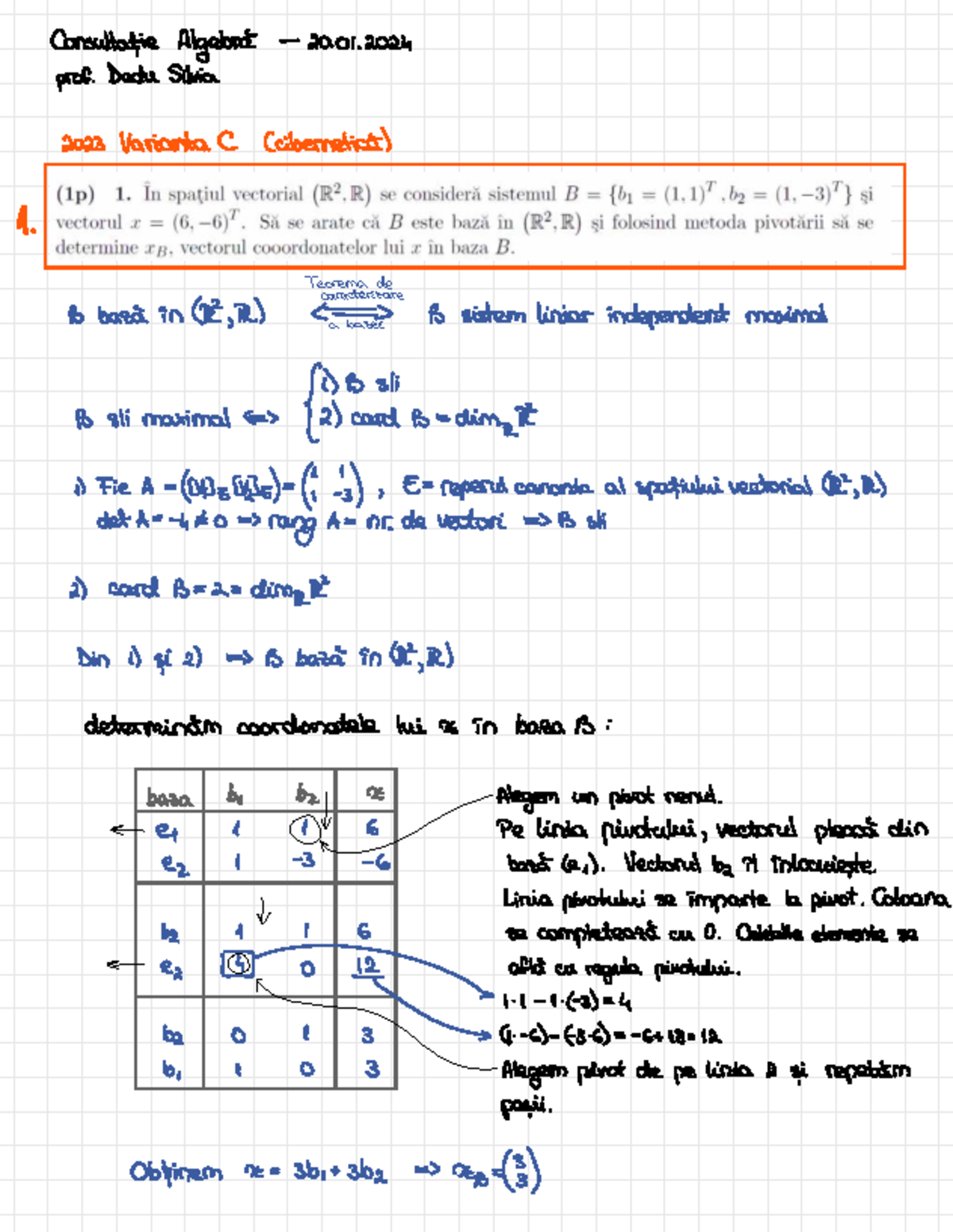 Consultație 20 01 2024 - Dedu Silvia - Algebra Varianta C 2023 1 - Studocu
