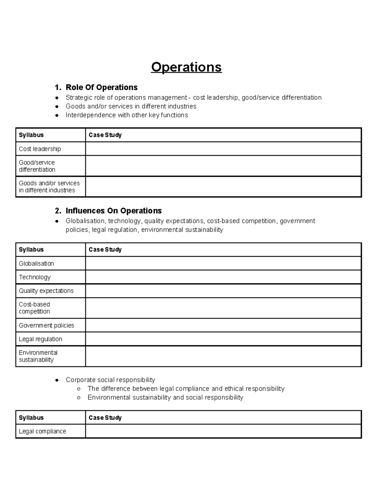 Operations Management Case Studies: Strategies and Influences Analysis ...