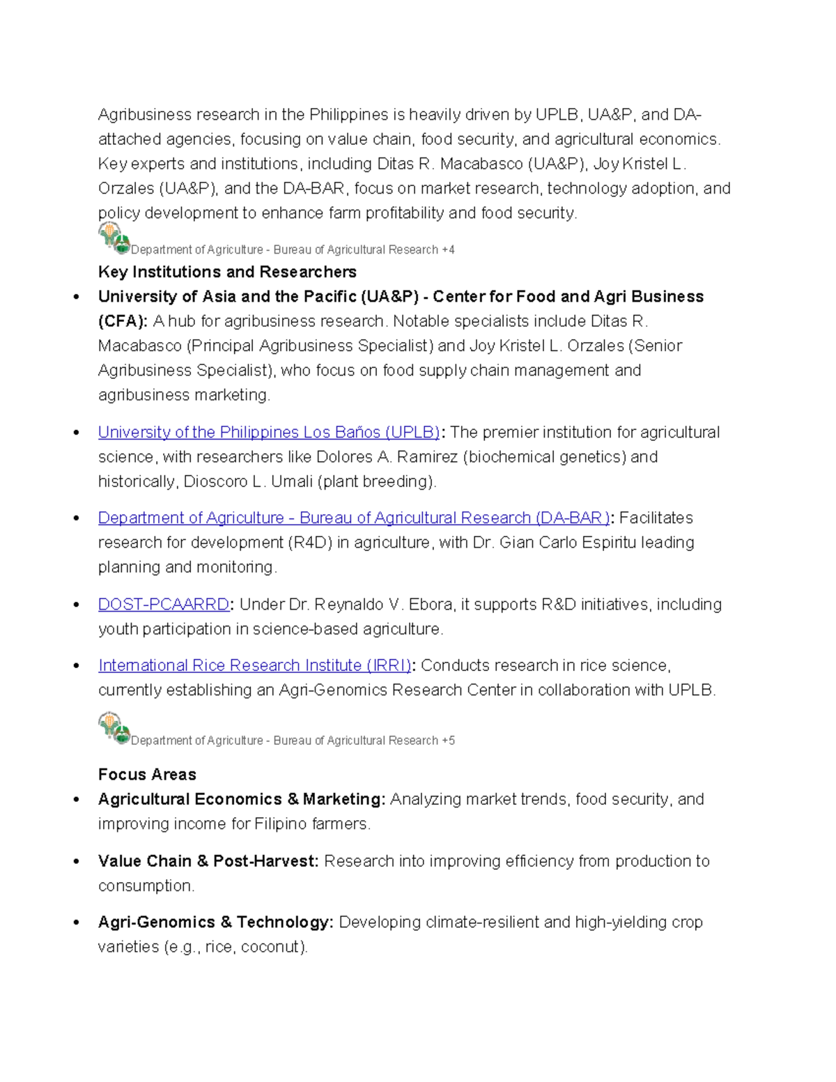 Agribusiness Research Process in the Philippines: Insights from UPLB ...