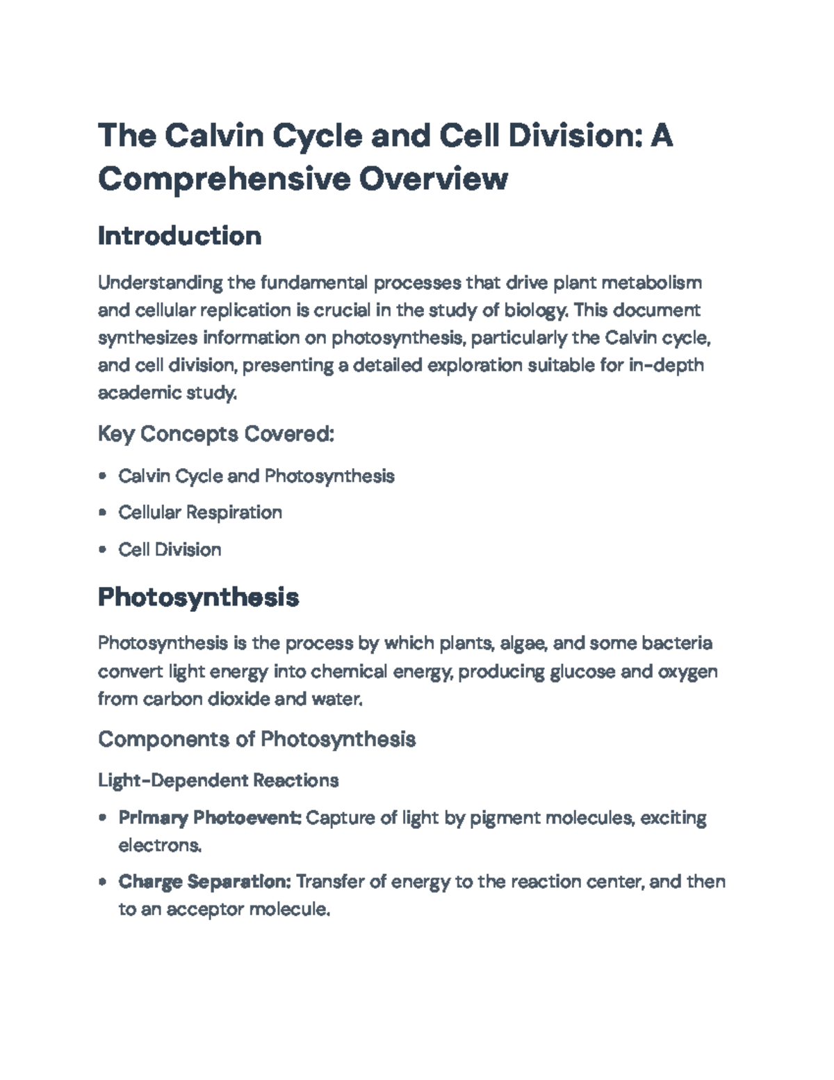 Calvin Cycle and Cell Division: An In-Depth Study (BIO101) - The Calvin ...