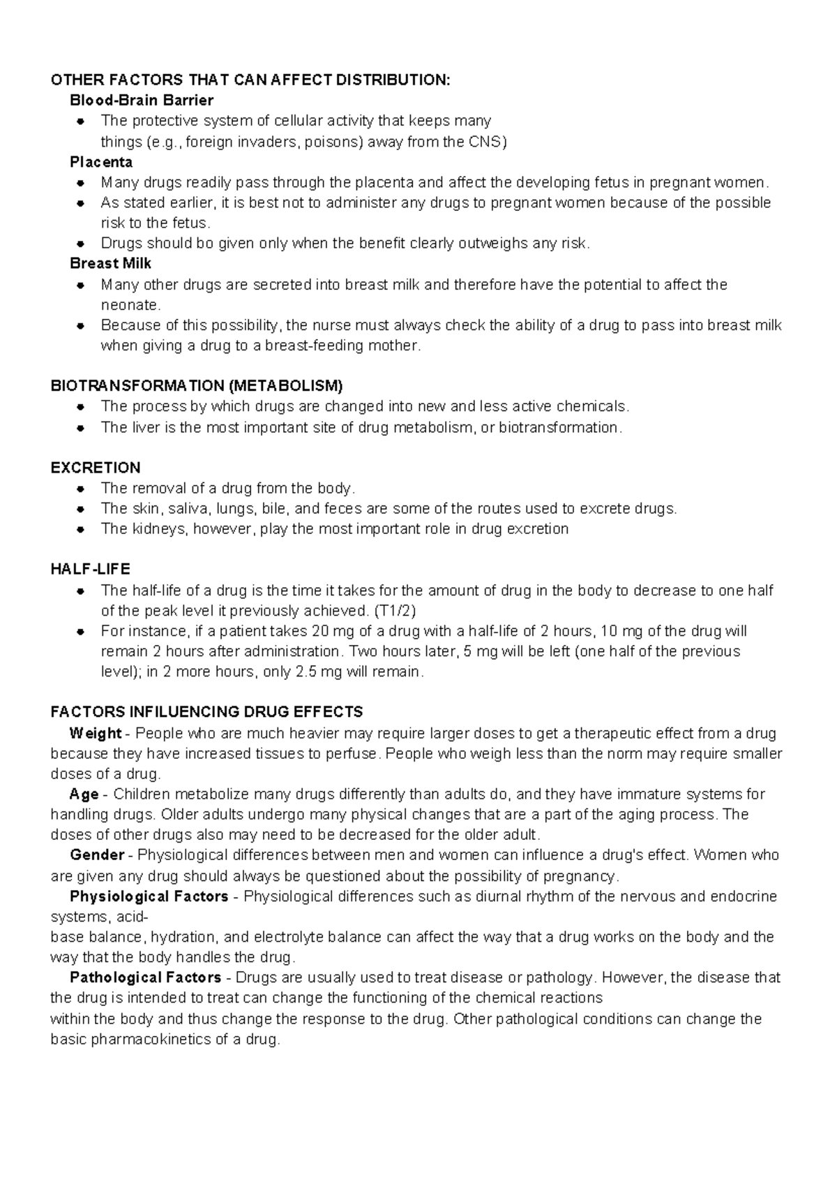 Pharma-2 - Lecture Notes on Drug Distribution & Effects - Studocu