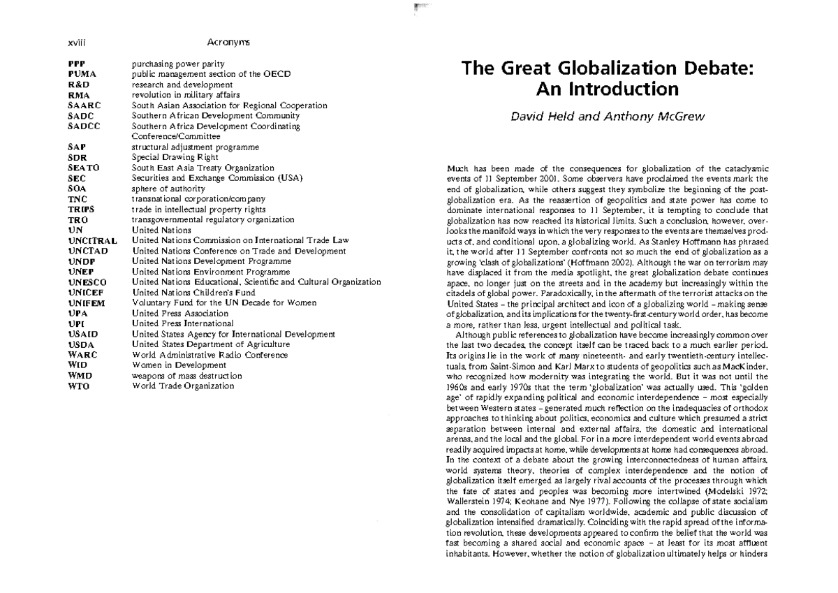 The Great Globalization Debate: Insights and Perspectives on Global ...