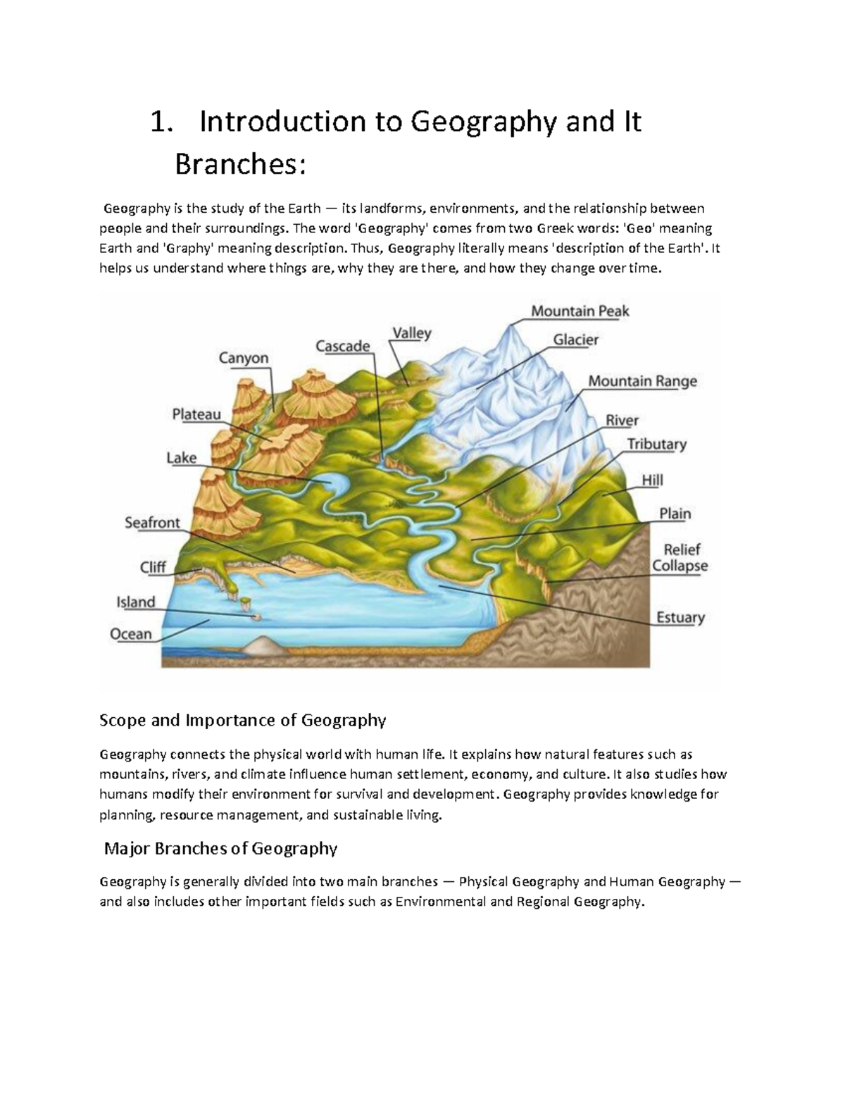 Geography 101: Introduction to Geography and Its Branches Notes - Studocu