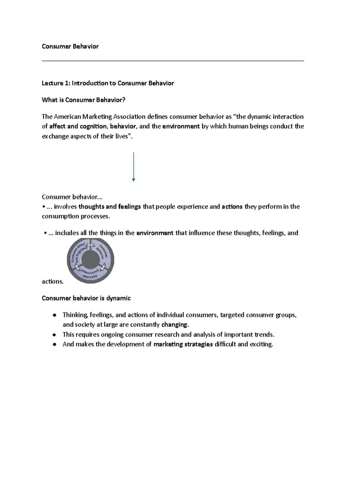 Consumer Behavior Notes - Consumer Behavior Lecture 1: Introduction to ...