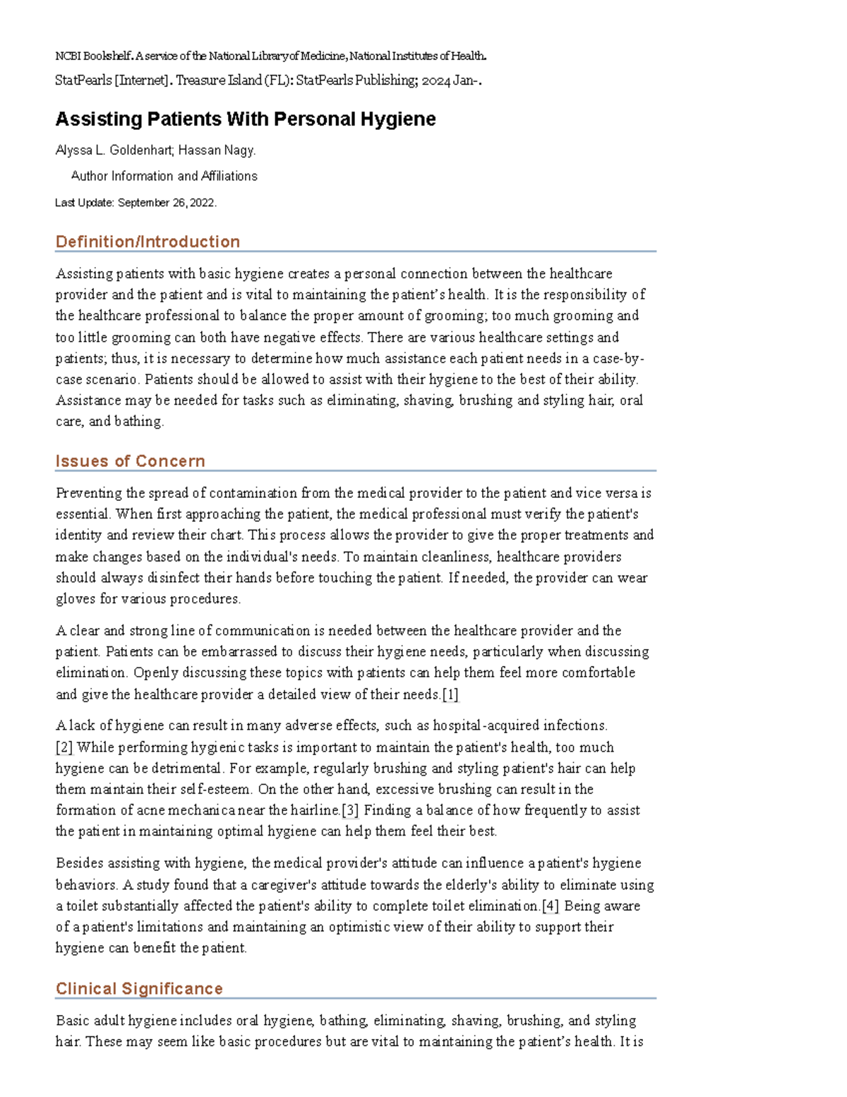 Patient Hygiene Assistance Techniques - Stat Pearls - NCBI Bookshelf ...