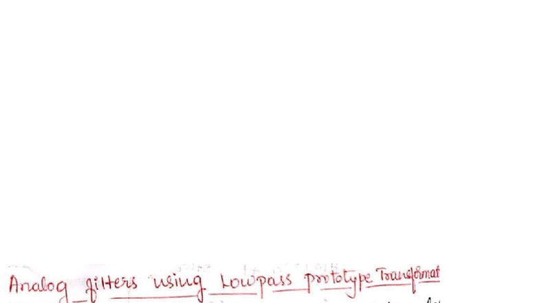 DSP - Module 2: Analog Filter Design & Transformations Notes - Studocu