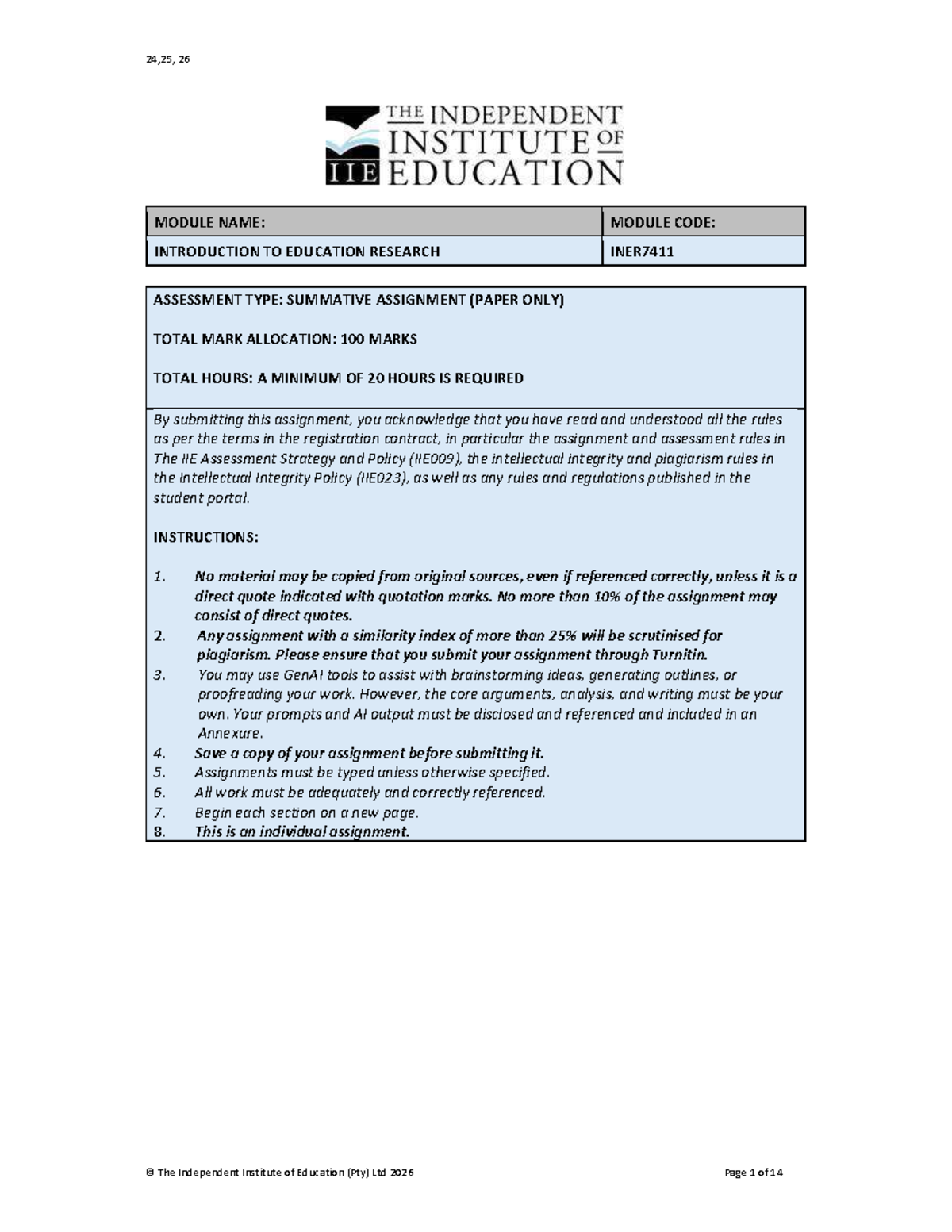 INER7411 Summative Assignment: Understanding Education Research - Studocu