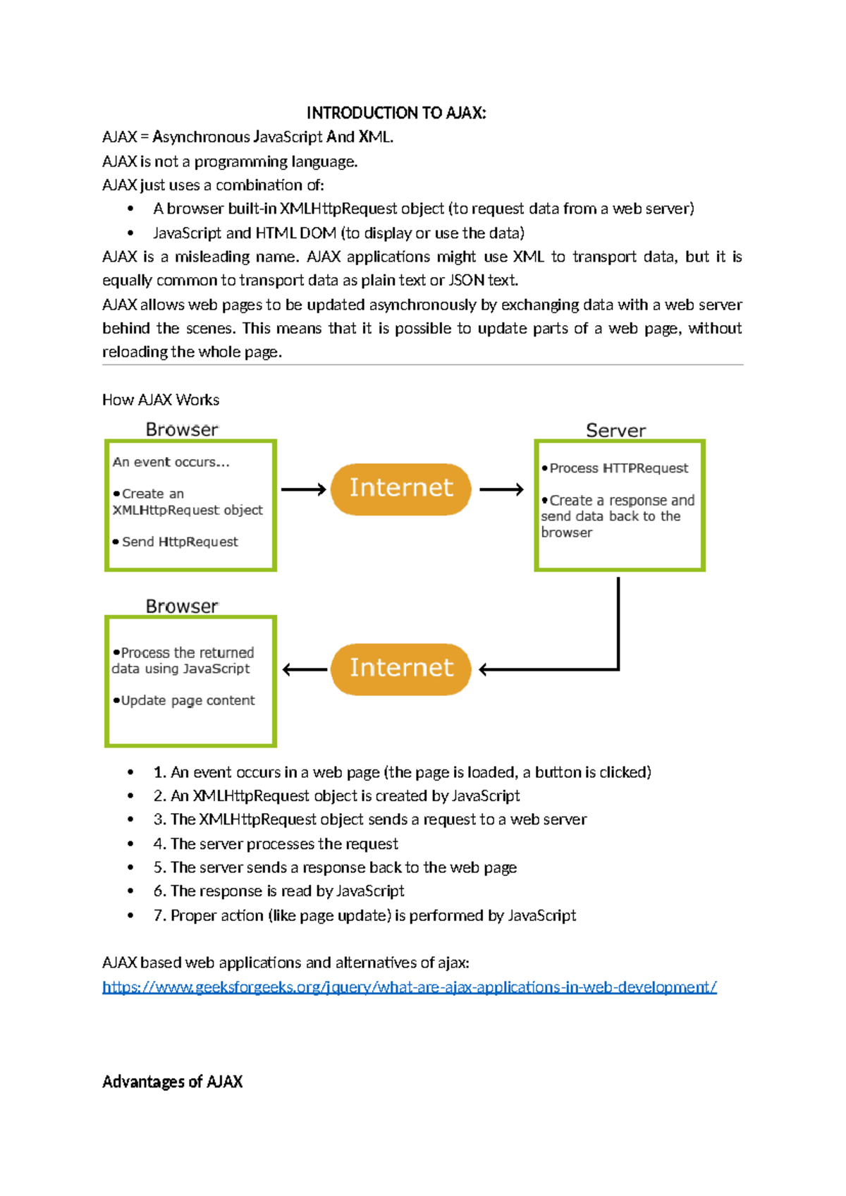 Ajax Overview Asynchronous Javascript And Xml Notes Studocu