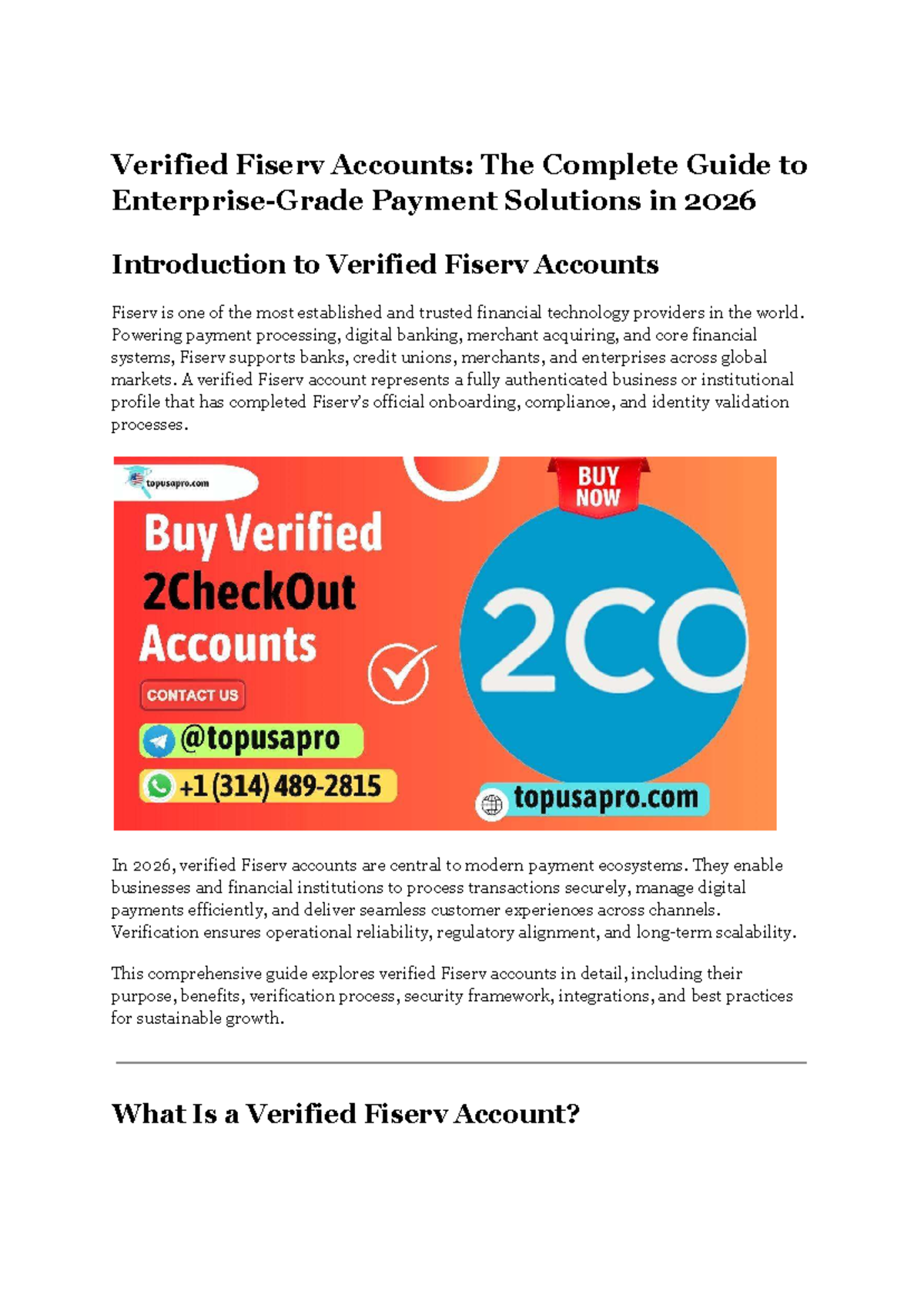 Verified Fiserv Accounts: Secure Setup & Features for 2026 - Studocu