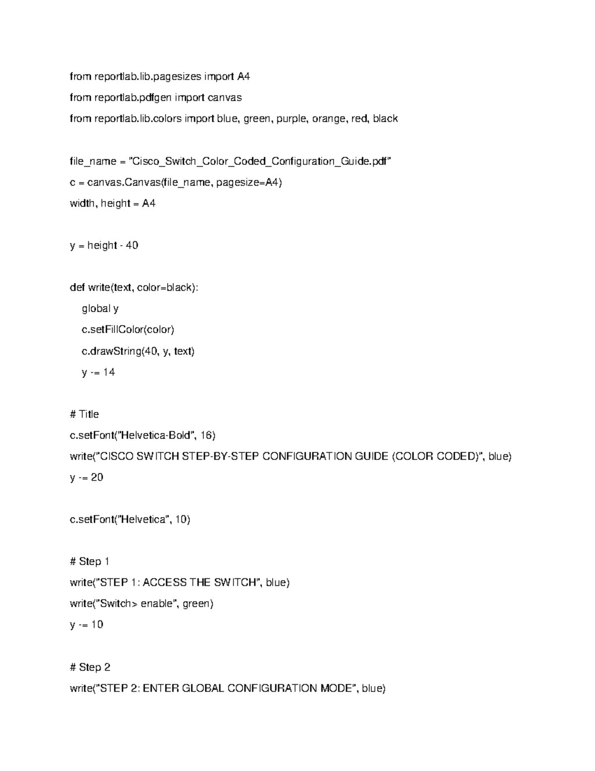 Switch Configuration Guide: Step-by-Step Instructions (CS101) - Studocu