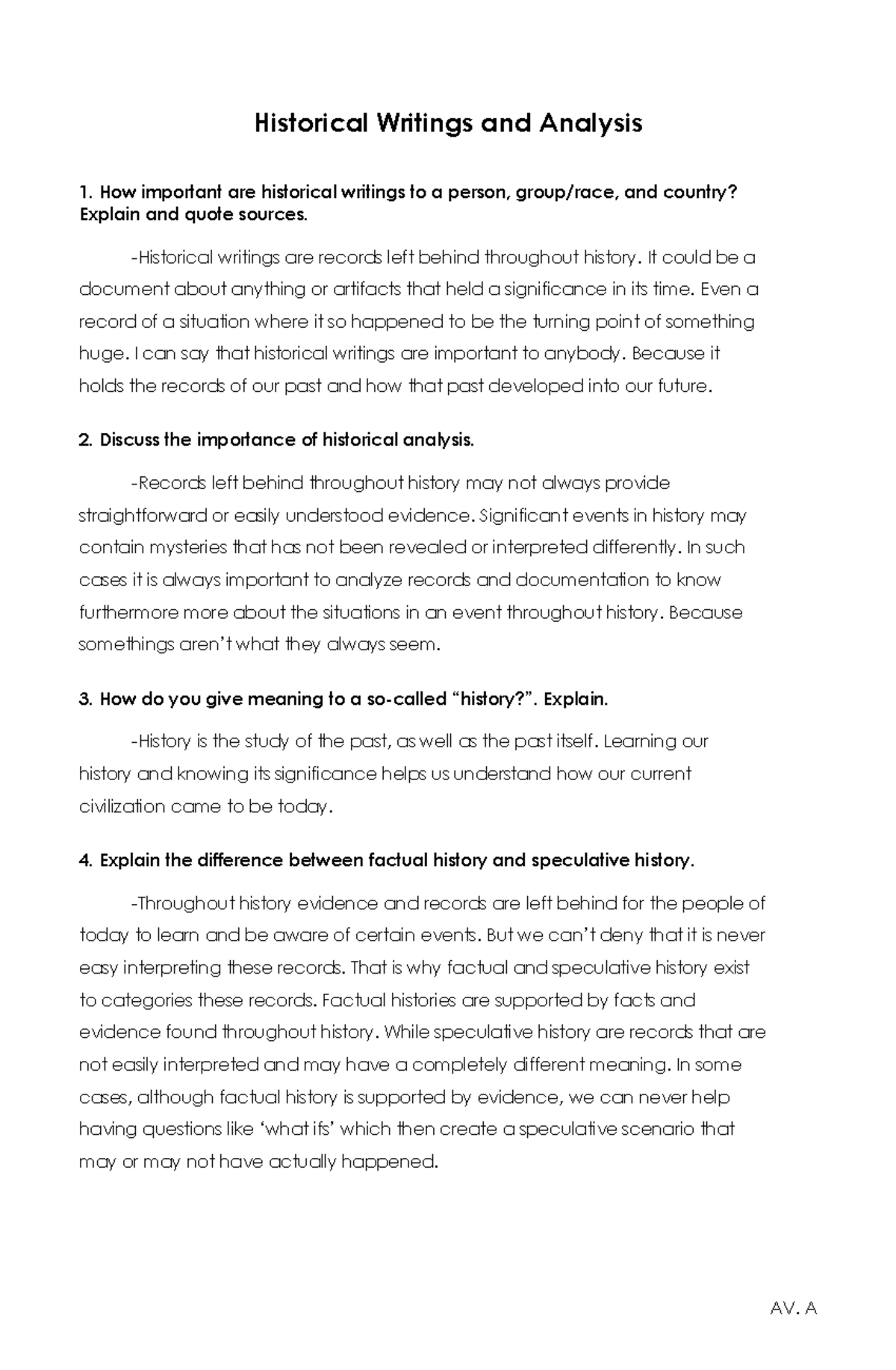 Historical Writings and Analysis: Importance and Interpretations - Studocu