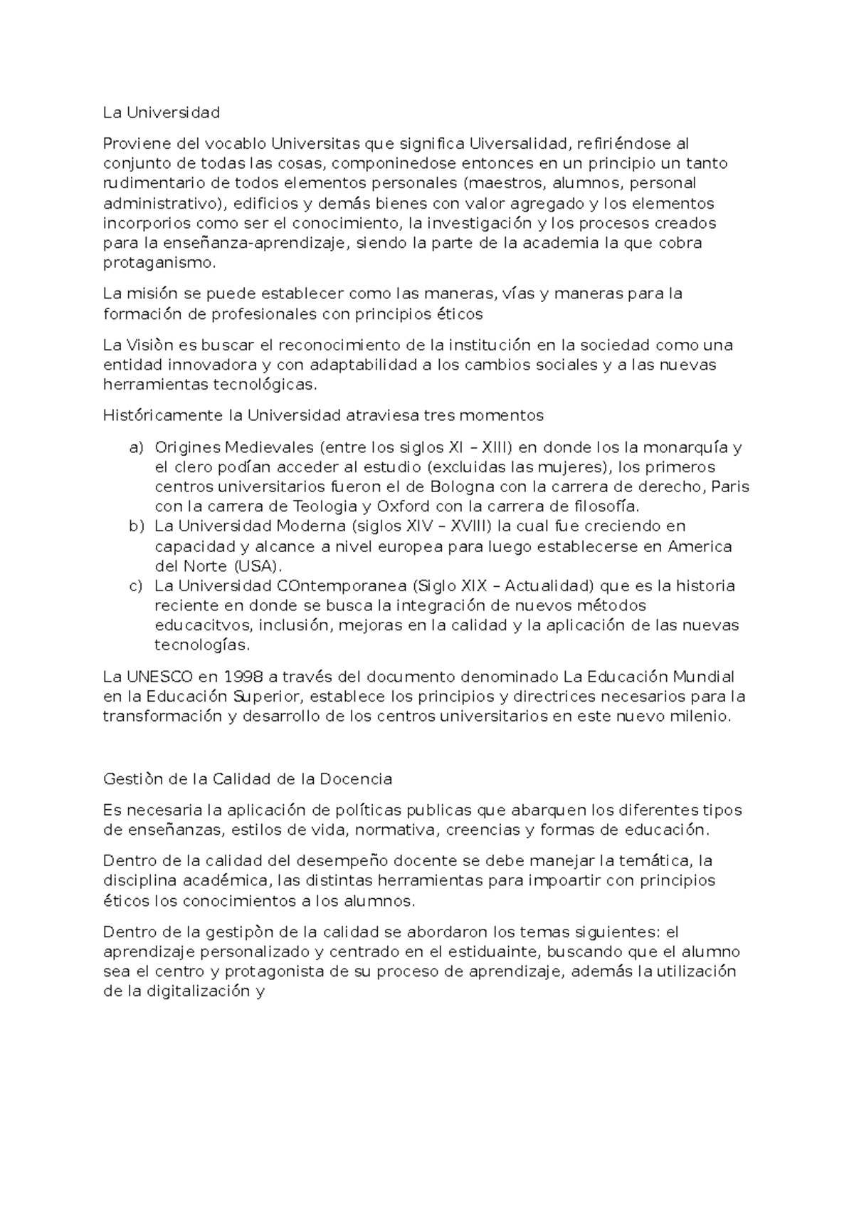 Aporte Examen: Gestión de la Calidad en la Educación Universitaria ...