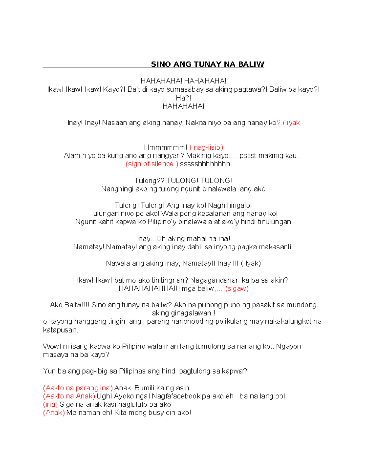 638436866 Pagsusuri sa Filipino Declamation: "Sino Ang Tunay Na Baliw ...