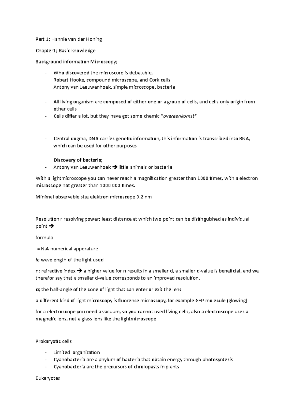 Introduction to Cell Biology Lecture Notes (BIO101) - First Session ...