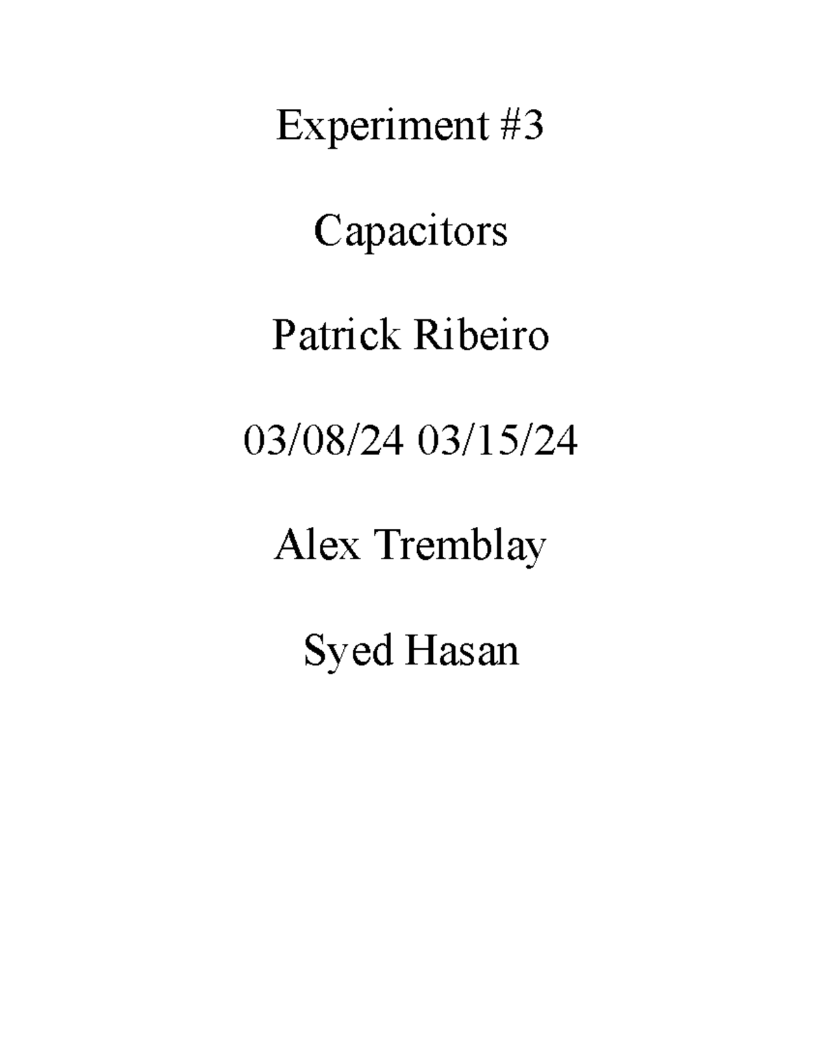 Experiment #3 - Measuring Capacitance in DC Circuits - Lab Notes - Studocu