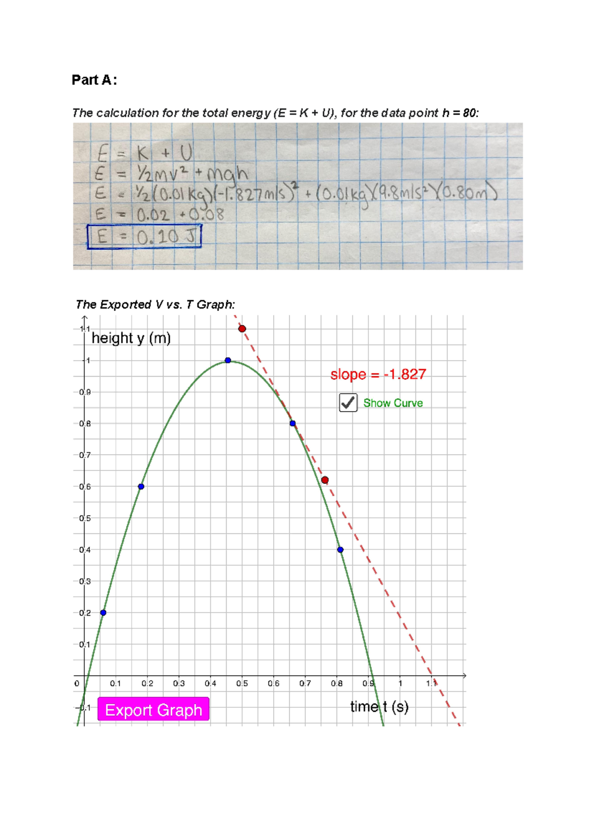 PHYS1300 Lab 2: Energy Conservation Analysis and Bouncing Ball Data ...