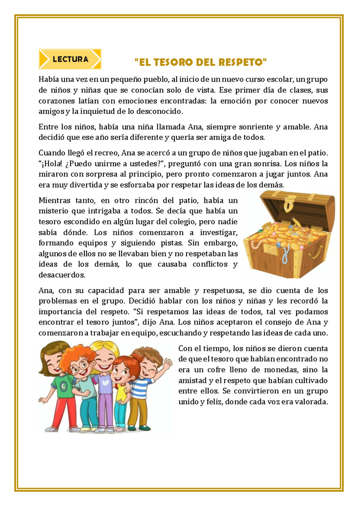 ComprensióN Lectora 3° - Marzo - "EL TESORO DEL RESPETO" Había una vez ...