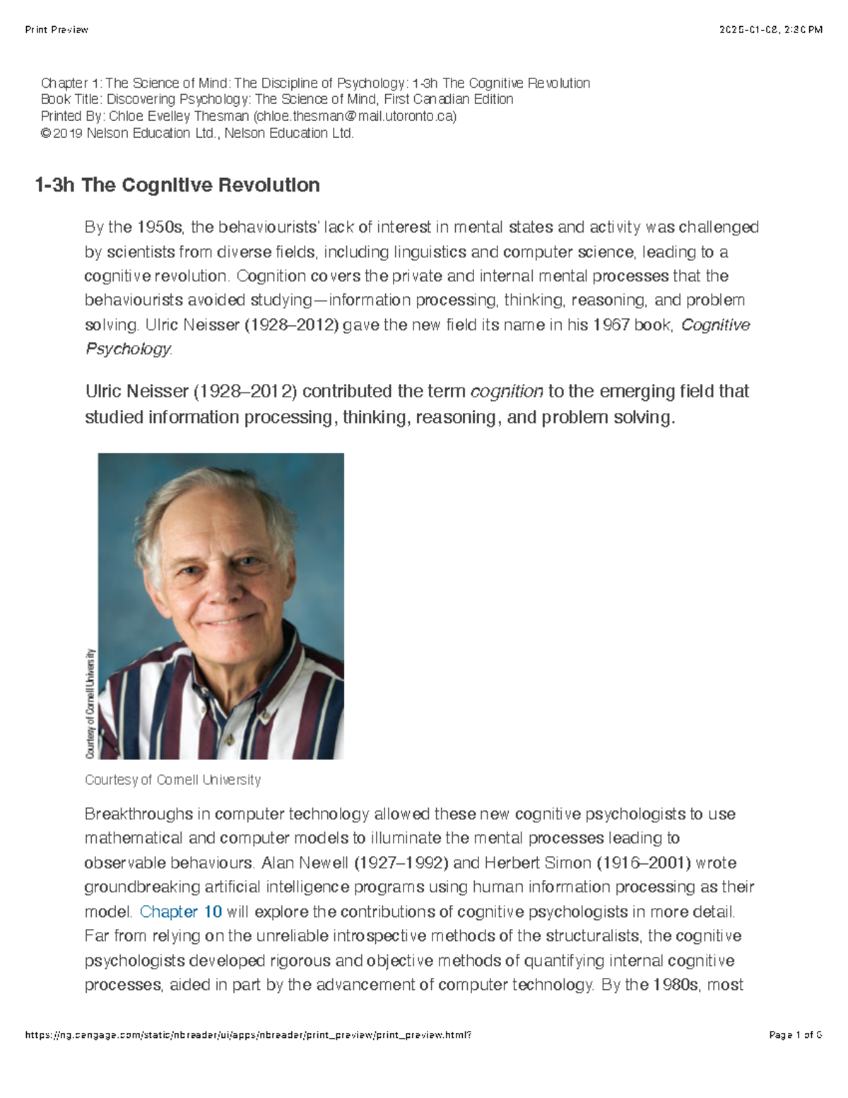 Cognitive Revolution in Psychology: PSY101 Chapter Insights - Studocu