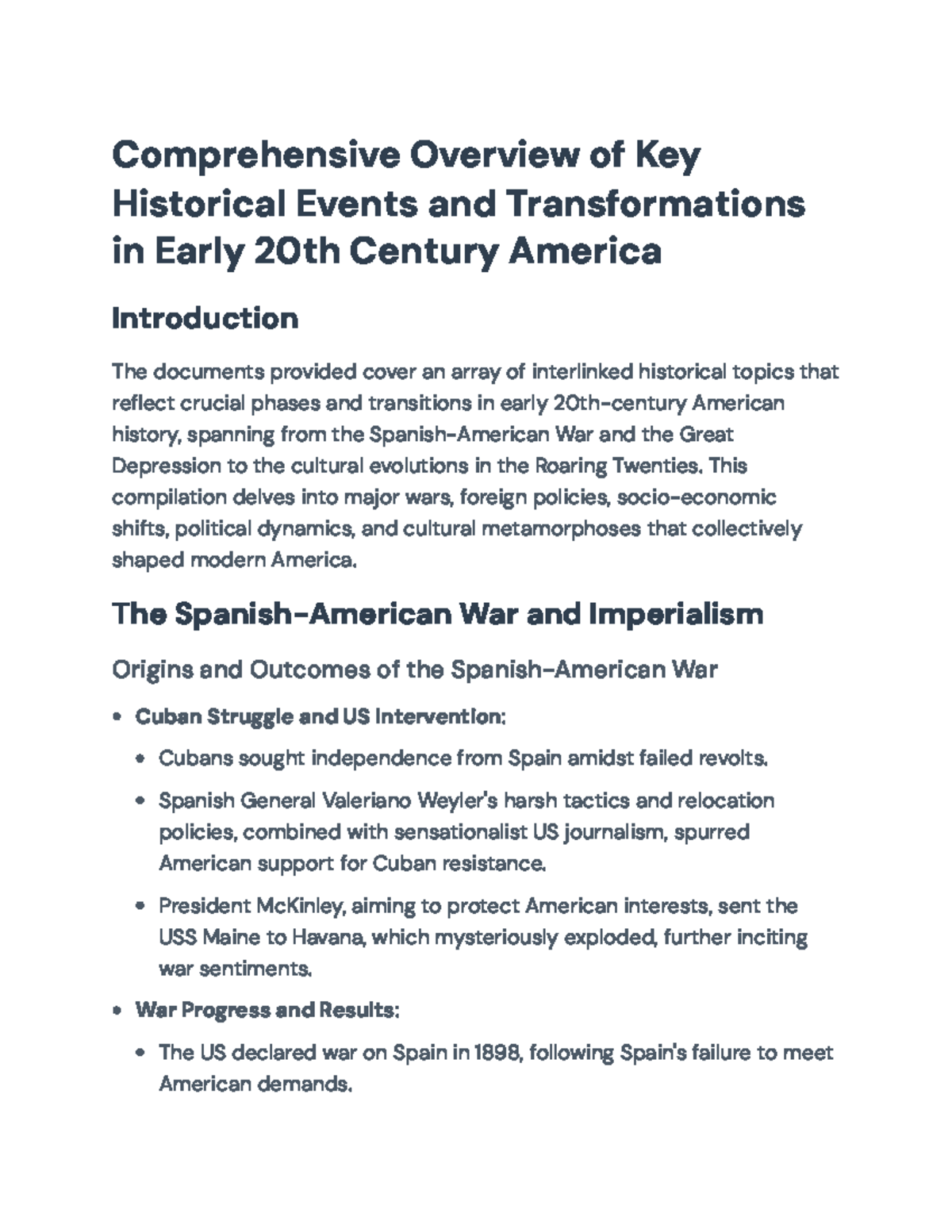 Key Historical Events and Transformations in Early 20th Century America ...