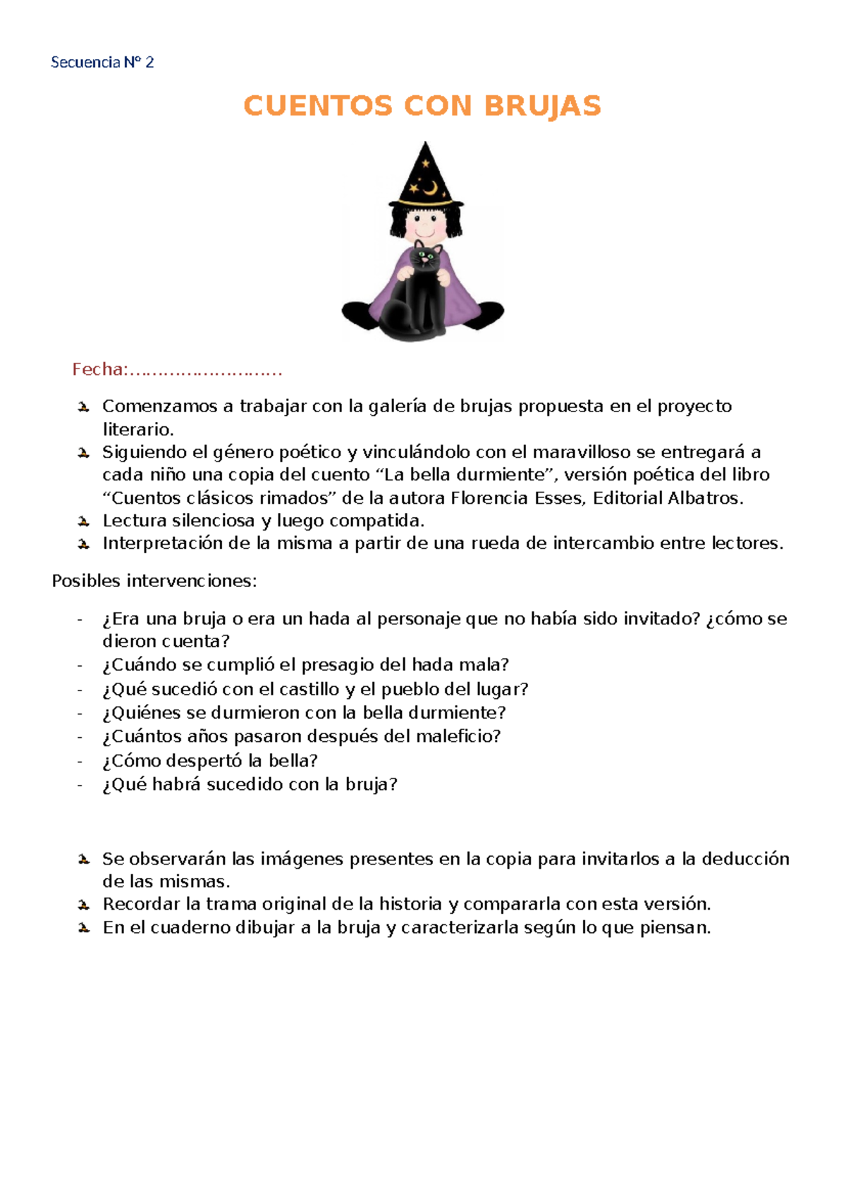Secuencia N° 2: Cuentos y Hechizos de Brujas en el Aula - Studocu