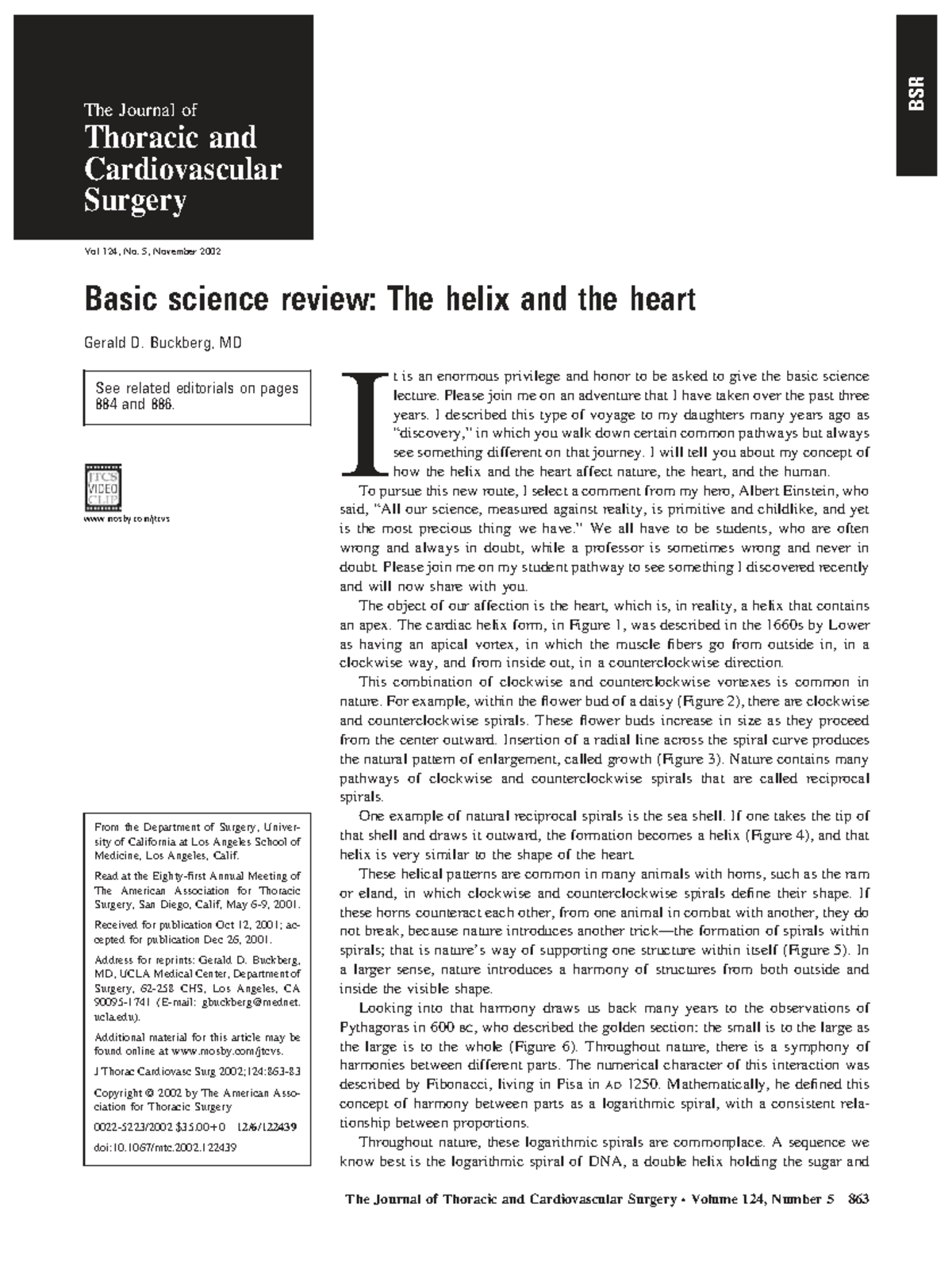 Basic Science Review: The Helical Structure of the Heart (JTCVS 124:863 ...
