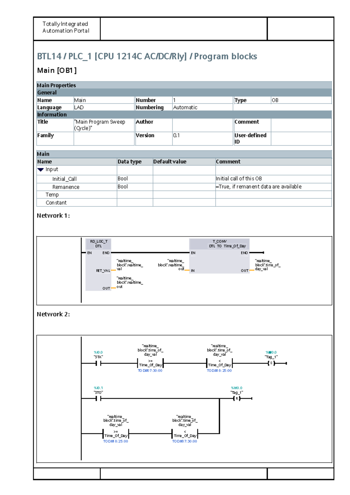Bài 14 - TDA Portal BTL14 PLC Program Blocks Overview - Studocu