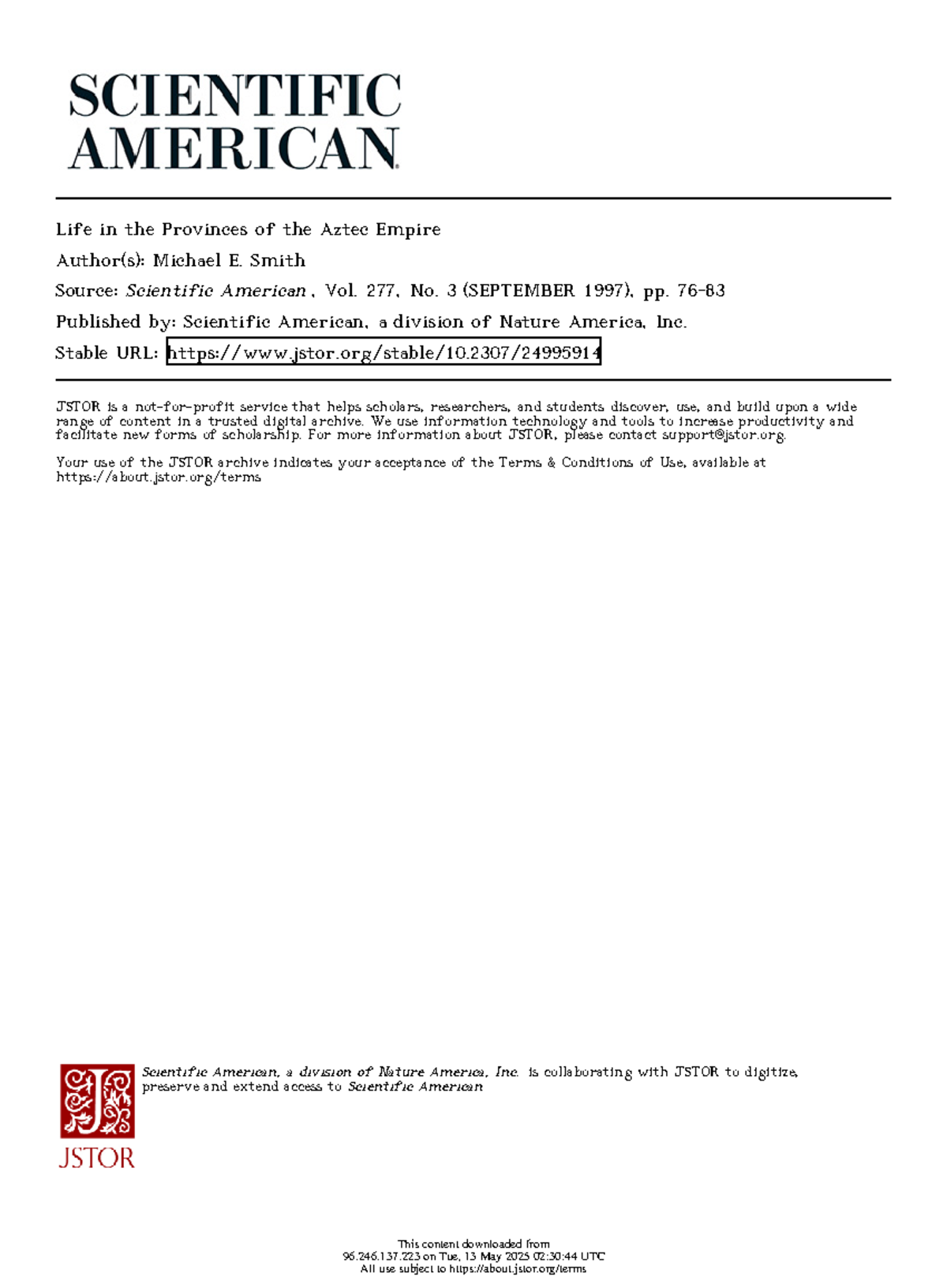 Course Notes: Life in the Provinces of the Aztec Empire (HIST 101 ...