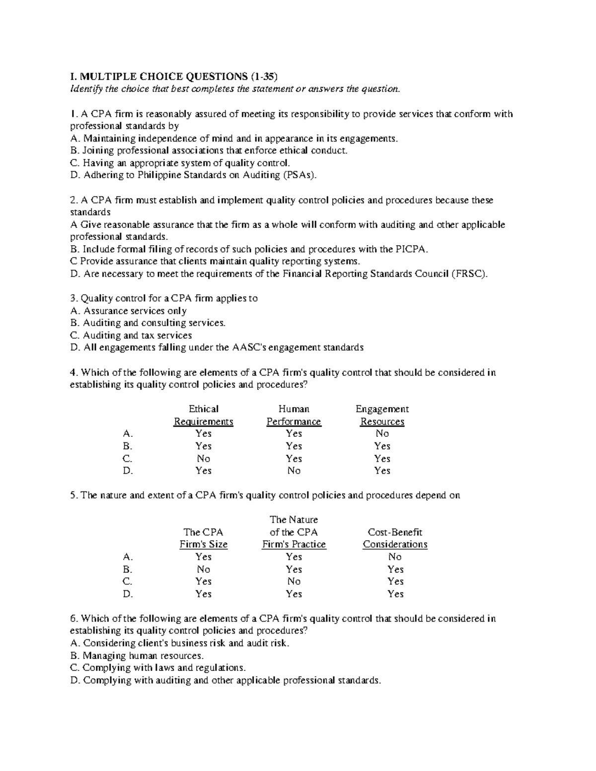 Auditing Theory Quiz 2: Professional Standards Exam Review - Studocu